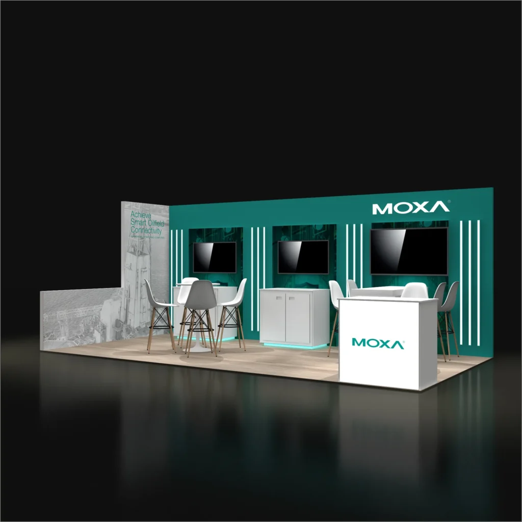 10x20 Trade Booth with Monitors & Ambient Lighting